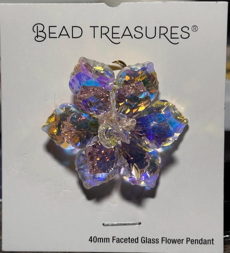 Bead Treasures Fancy Iridescent Colors Chunky Flower Statement Pendant ...
