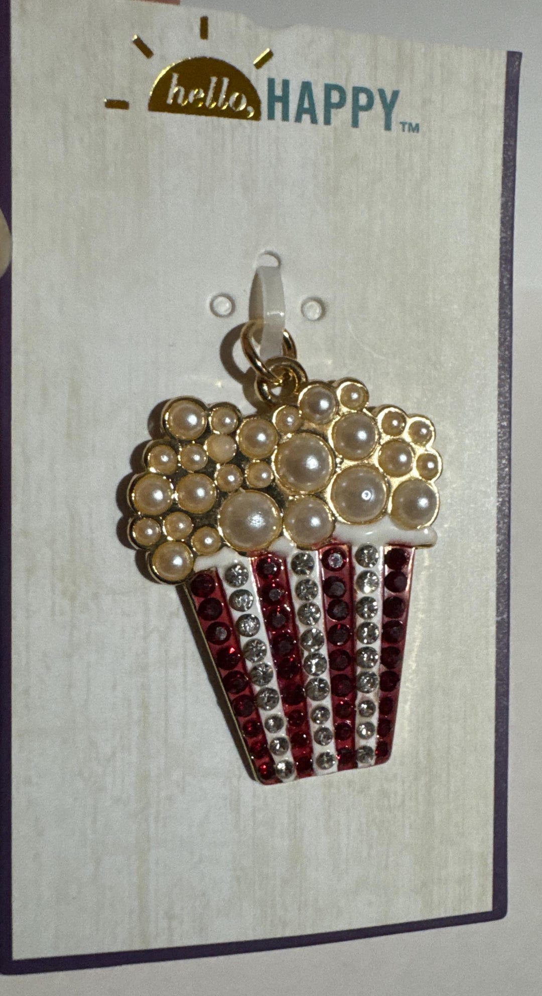Hello Happy Popcorn Rhinestone Charm or Pendant for Pendant Making New ...