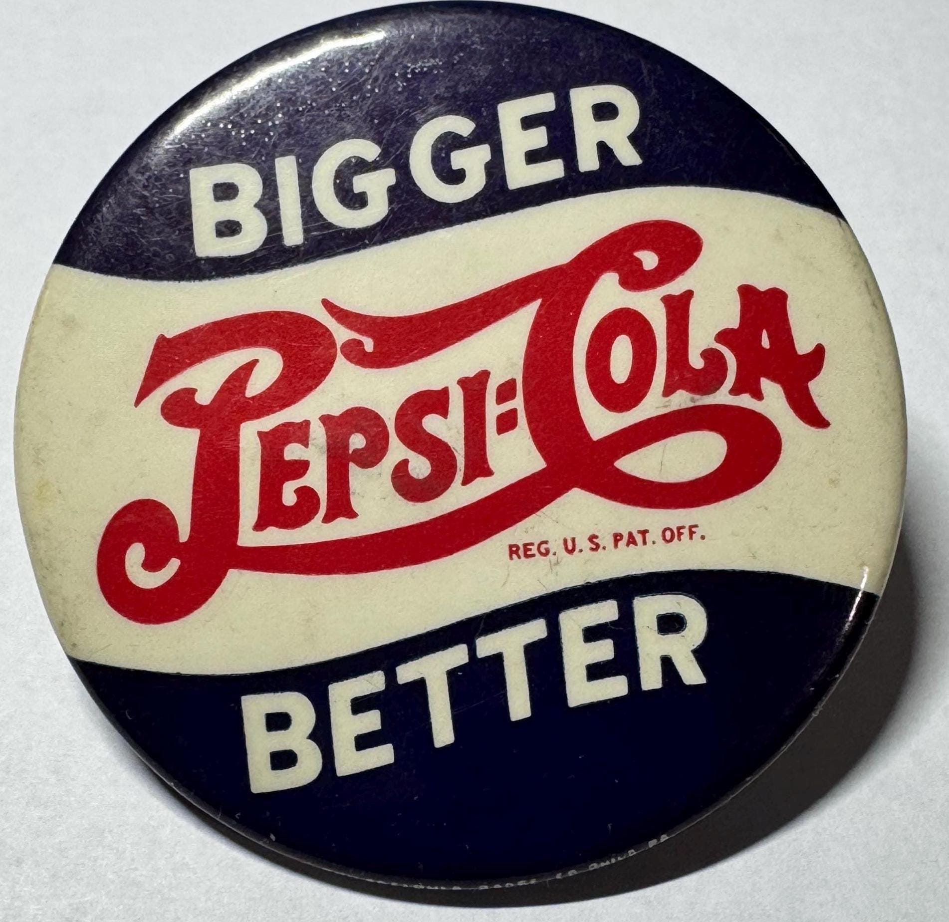 Vintage Bigger Pepsi Cola Better Pin Button Philadelphia Badge Co. Red ...