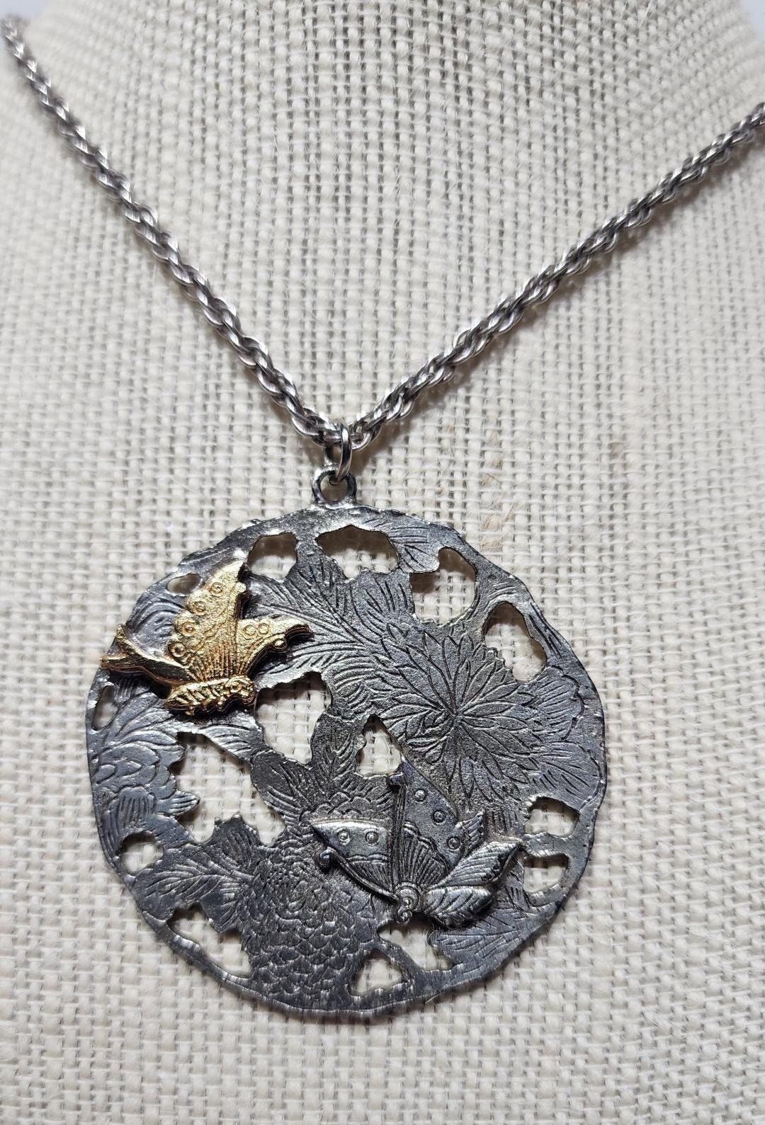 Vintage Alva Museum Replicas Silver Tone Round Butterflies & Floral ...