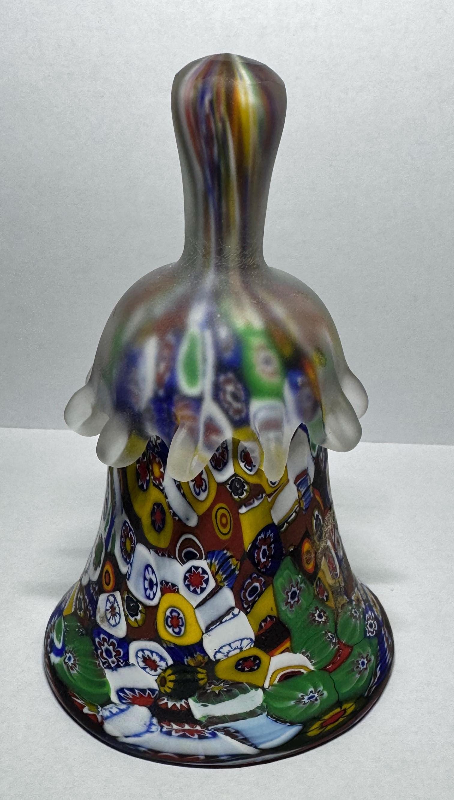Vintage Murano Glass Millefiori Frosted Top Handle Bell Made in Italy ...