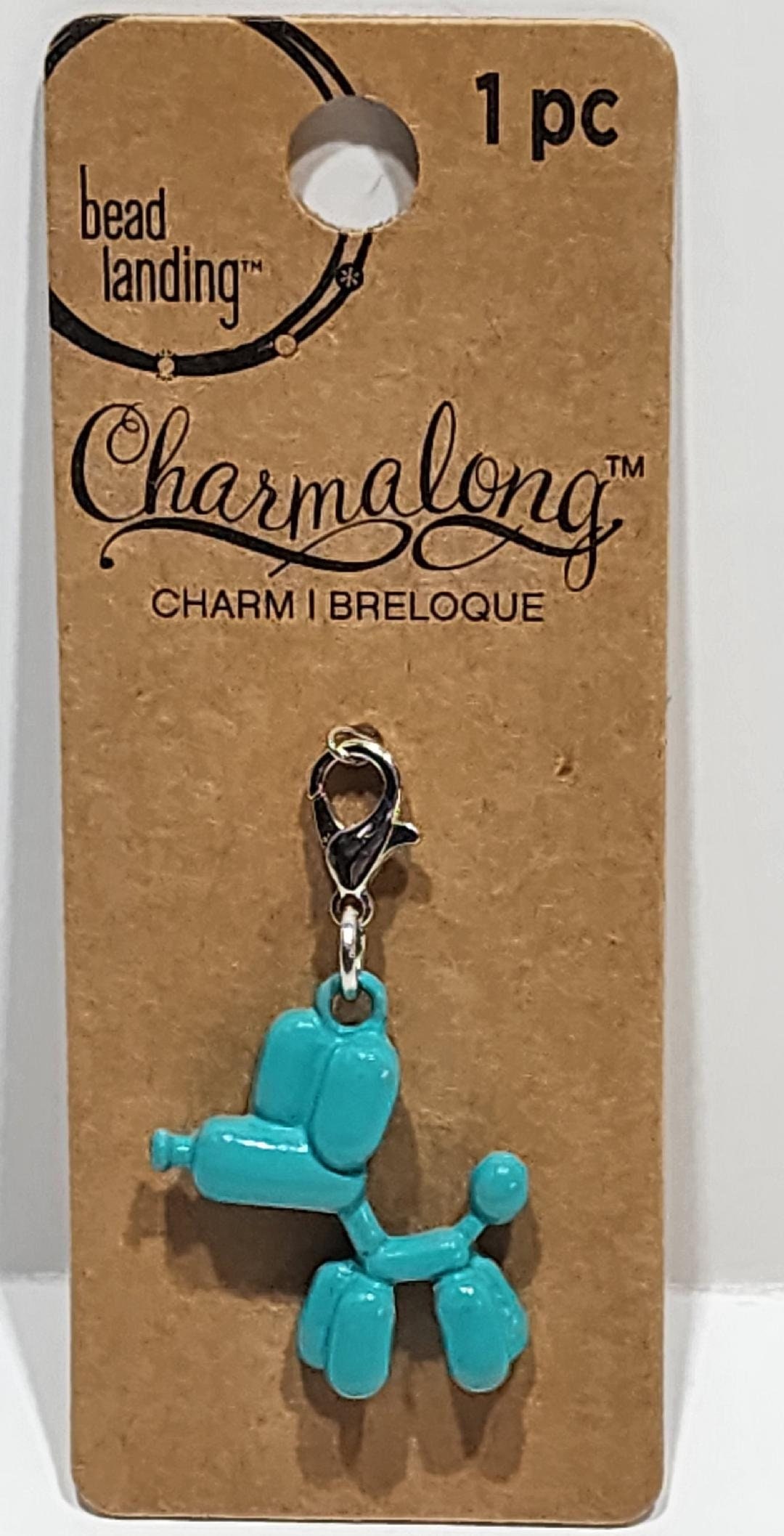 Bead Landing Charmalong Turquoise Blue Balloon Dog Charm for Bracelet Making Pendant Making Jewelry Finding New on Card Etsy