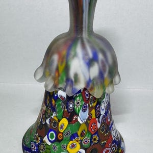 Vintage Murano Glass Millefiori Frosted Top Handle Bell Made in Italy ...