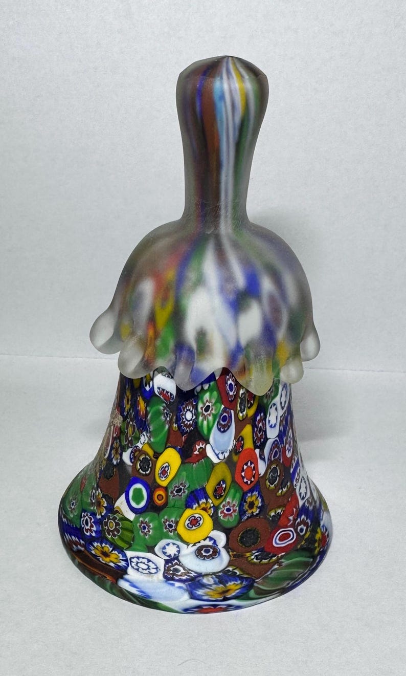 Vintage Murano Glass Millefiori Frosted Top Handle Bell Made in Italy ...