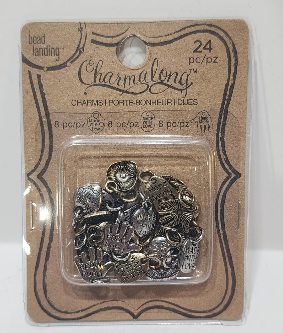 Bead Landing Charmalong 24 PC Charms Heart Made With Love Charm Oval ...