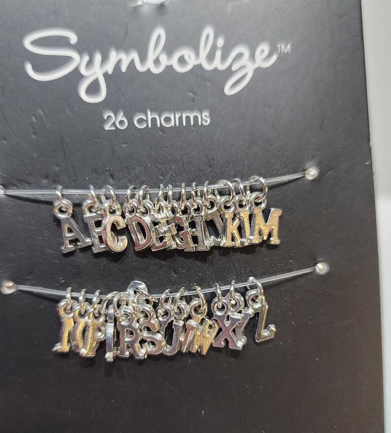 2 A-Z Letter Charms 26 Charms X 2 New on Cards Silver Tone Letter ...