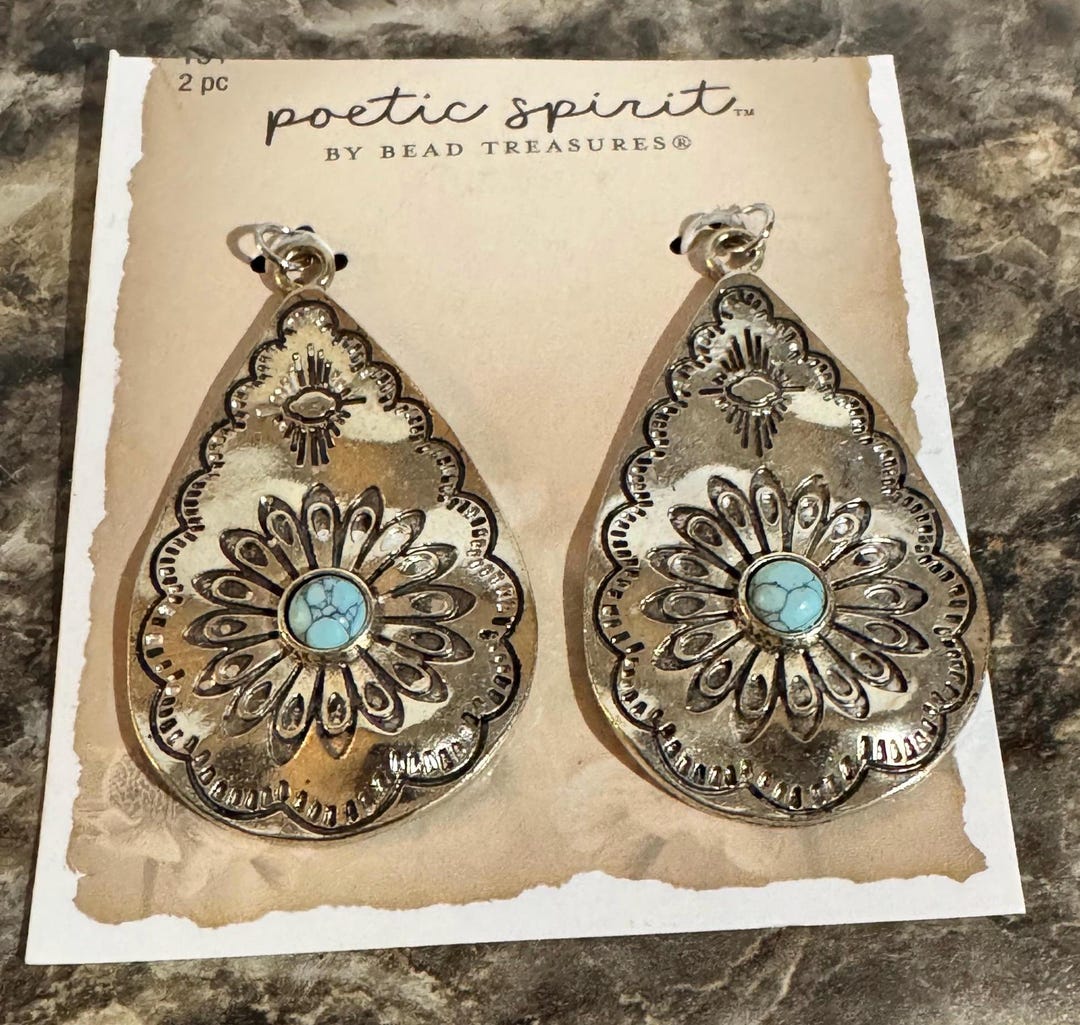Poetic Spirits by Bead Treasures Silver Tone Tear Drop Shape Howlite ...