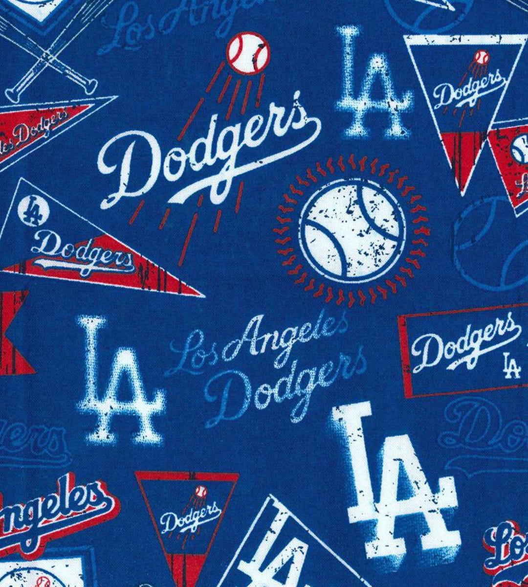 MLB Dodgers Baseball Fabric-fat Quarters-by the Yard-los Angeles Dodgers Baseball Quilt Cotton ...