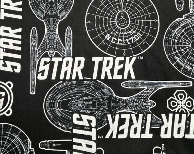 Star Trek Fabric-quilt Cotton-starship Enterprise on Black 15x21 - Etsy