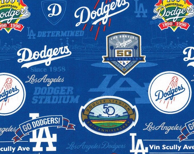 MLB Dodgers Baseball Fabric-by the Yard-fat Quarters-los Angeles Baseball Dodger Stadium Quilt ...