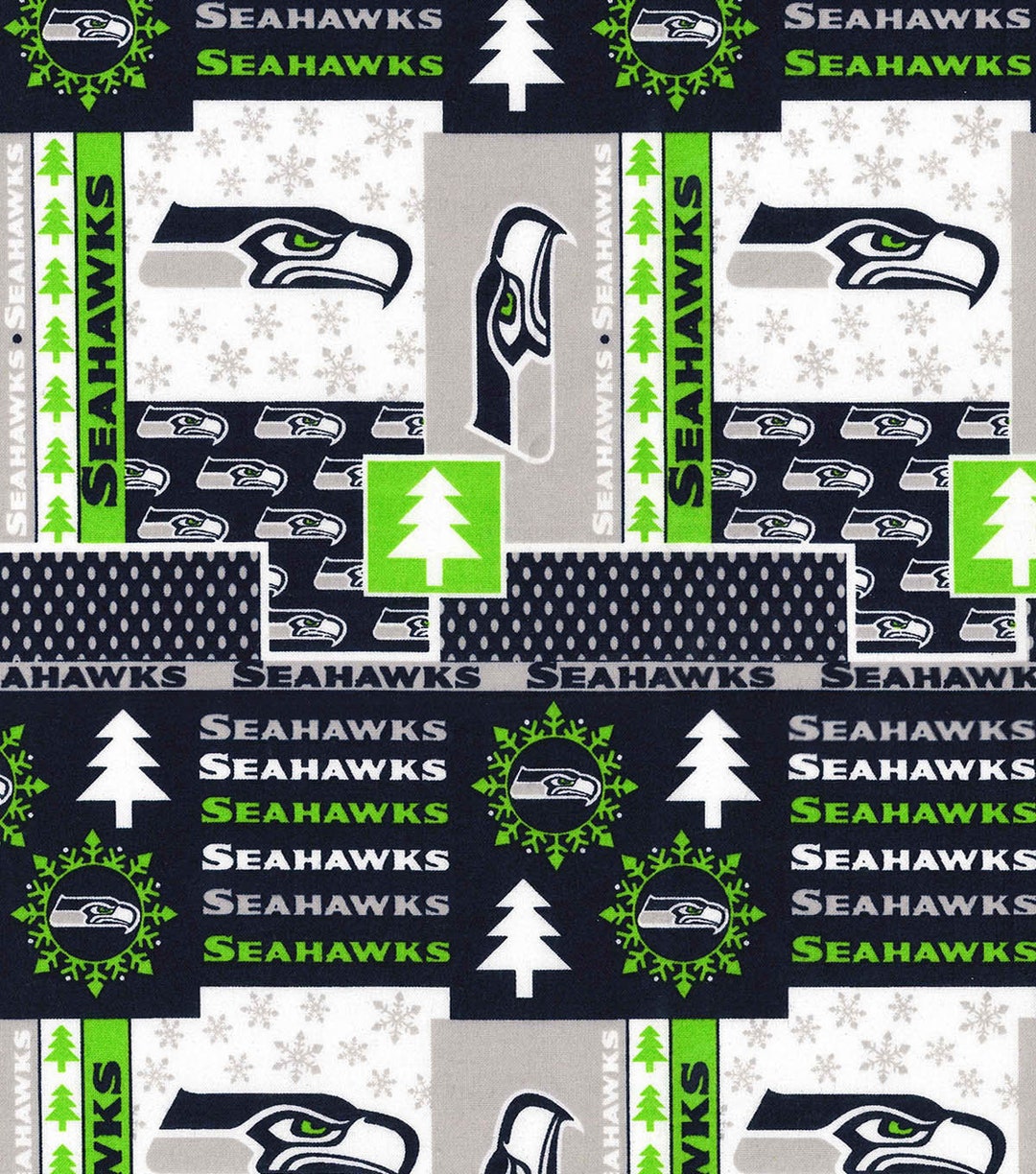 Seattle Seahawks, Fat Quarters, Quilt Cotton, Winter or Christmas Theme ...