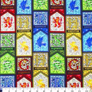 Harry Potter Fabric Stained Glass Window of the Houses Potter - Etsy