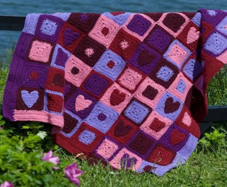 Crochet Blanket Pattern, Fast, EASY 40x48 Seperate Solid Granny Squares ...