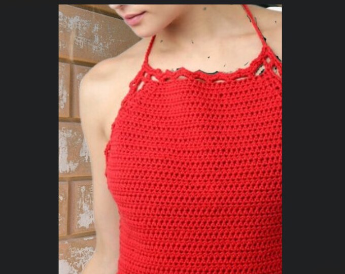 Open Back Crochet Pattern Halter Top, Open Back on Crochet Crop ...