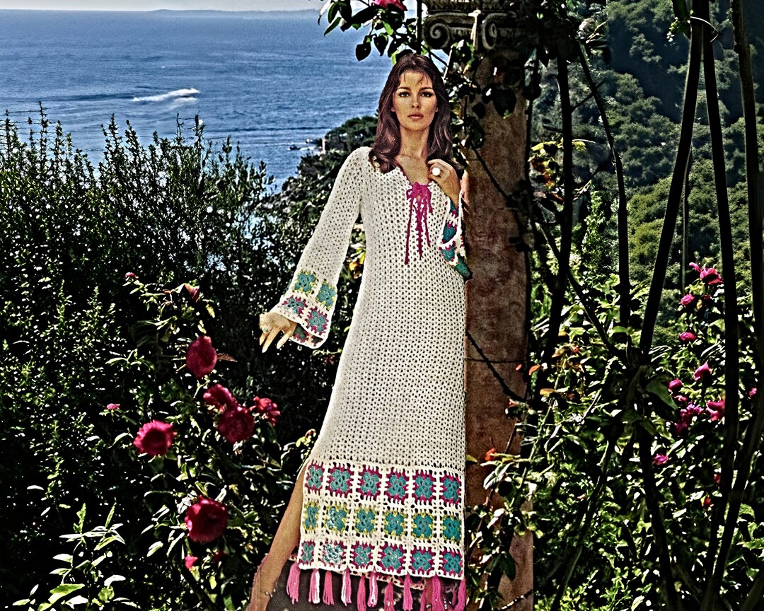 Crochet Dress Pattern-vintage Crochet Dress-retro Crochet Granny ...