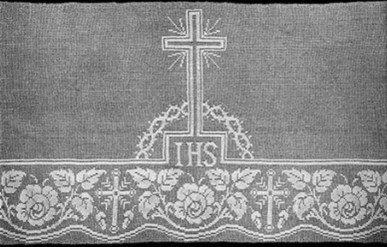 11 Religious Crochet Patterns, Beautiful Altar Cloths Filet Crochet ...