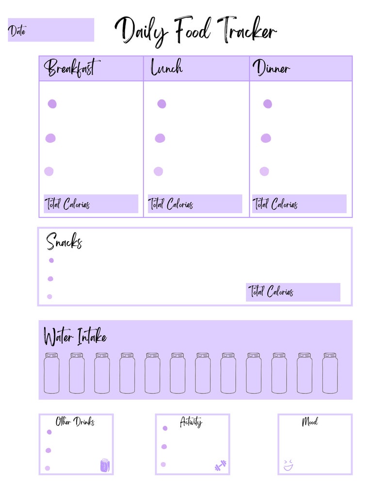 Daily Food Tracker - Etsy