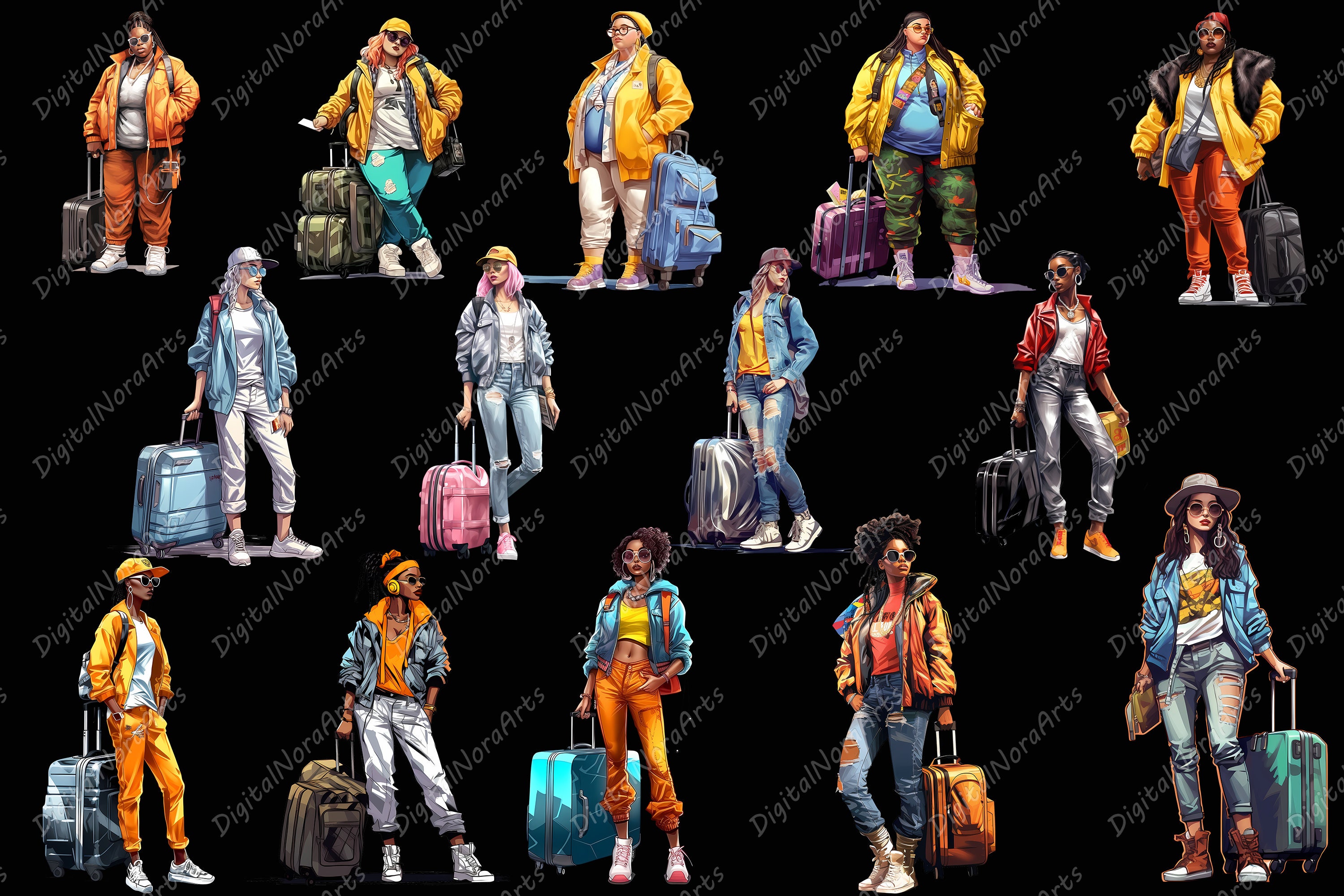 Traveler Girl,logo,clipart,png,t-shirt Design ,graffiti Style,vector ...