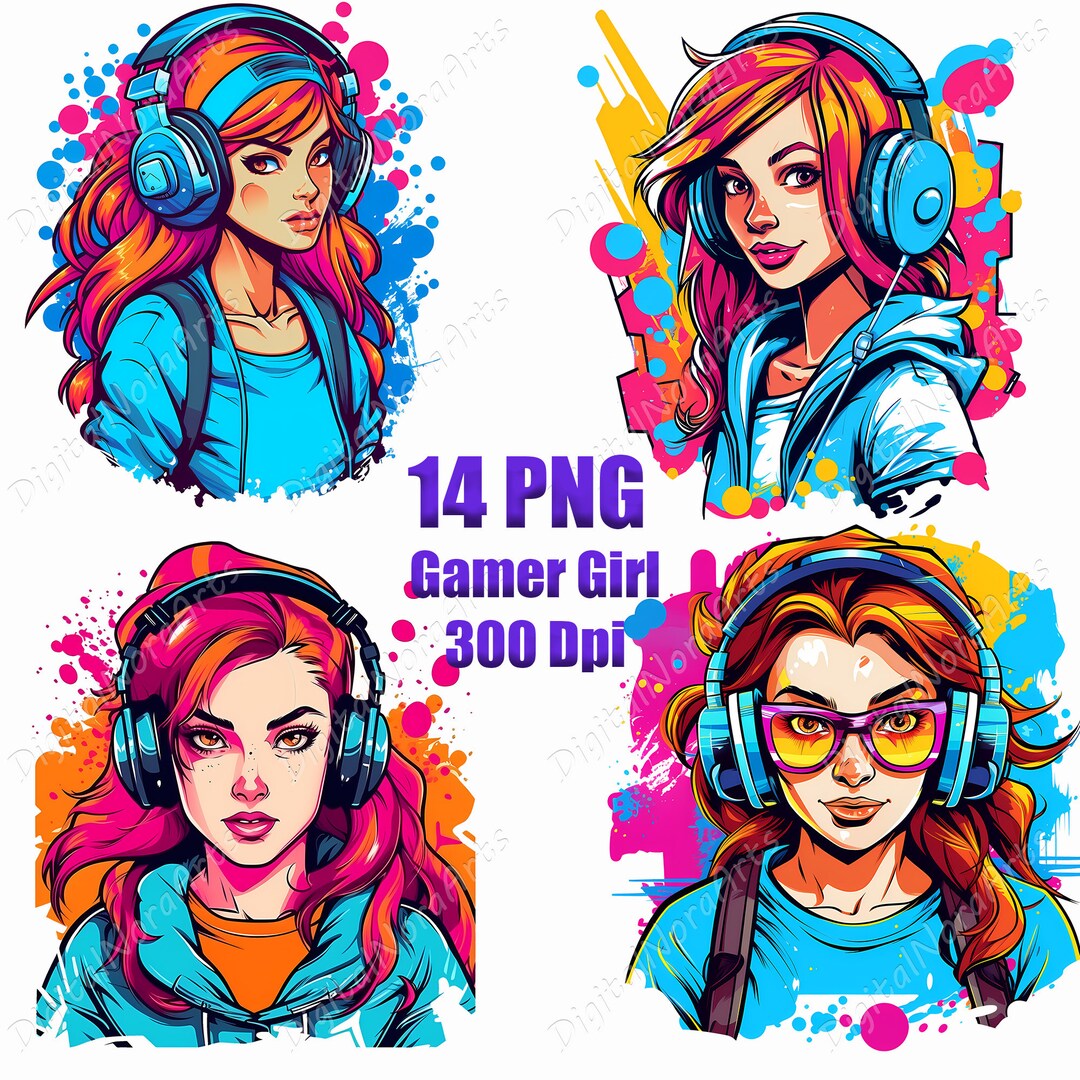 Gamer Girl,logo,clipart,png,t-shirt Design ,graffiti Style,vector ...
