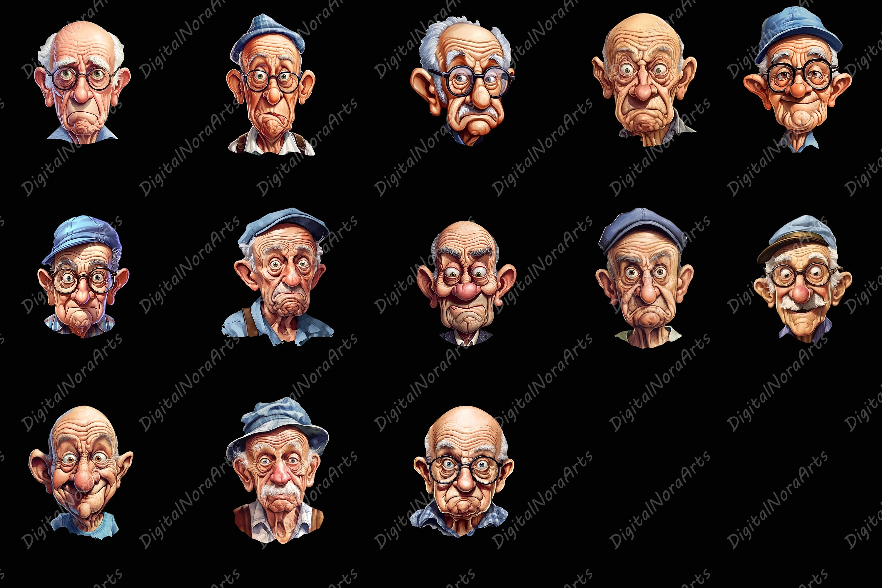 Funny Old Man,logo,clipart,png,t-shirt Design ,graffiti Style,vector ...