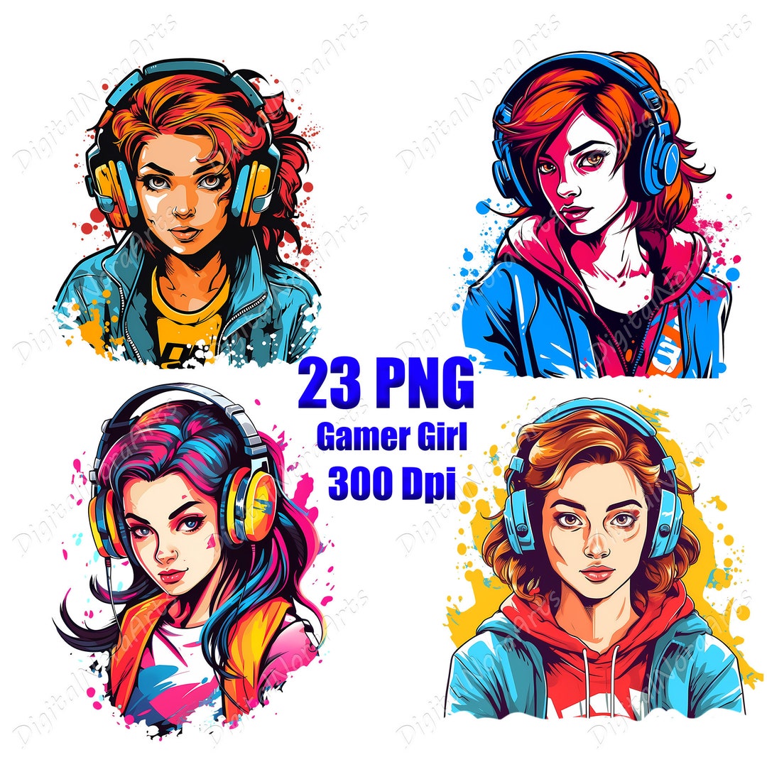 Gamer Girl,logo,clipart,png,t-shirt Design ,graffiti Style,vector ...