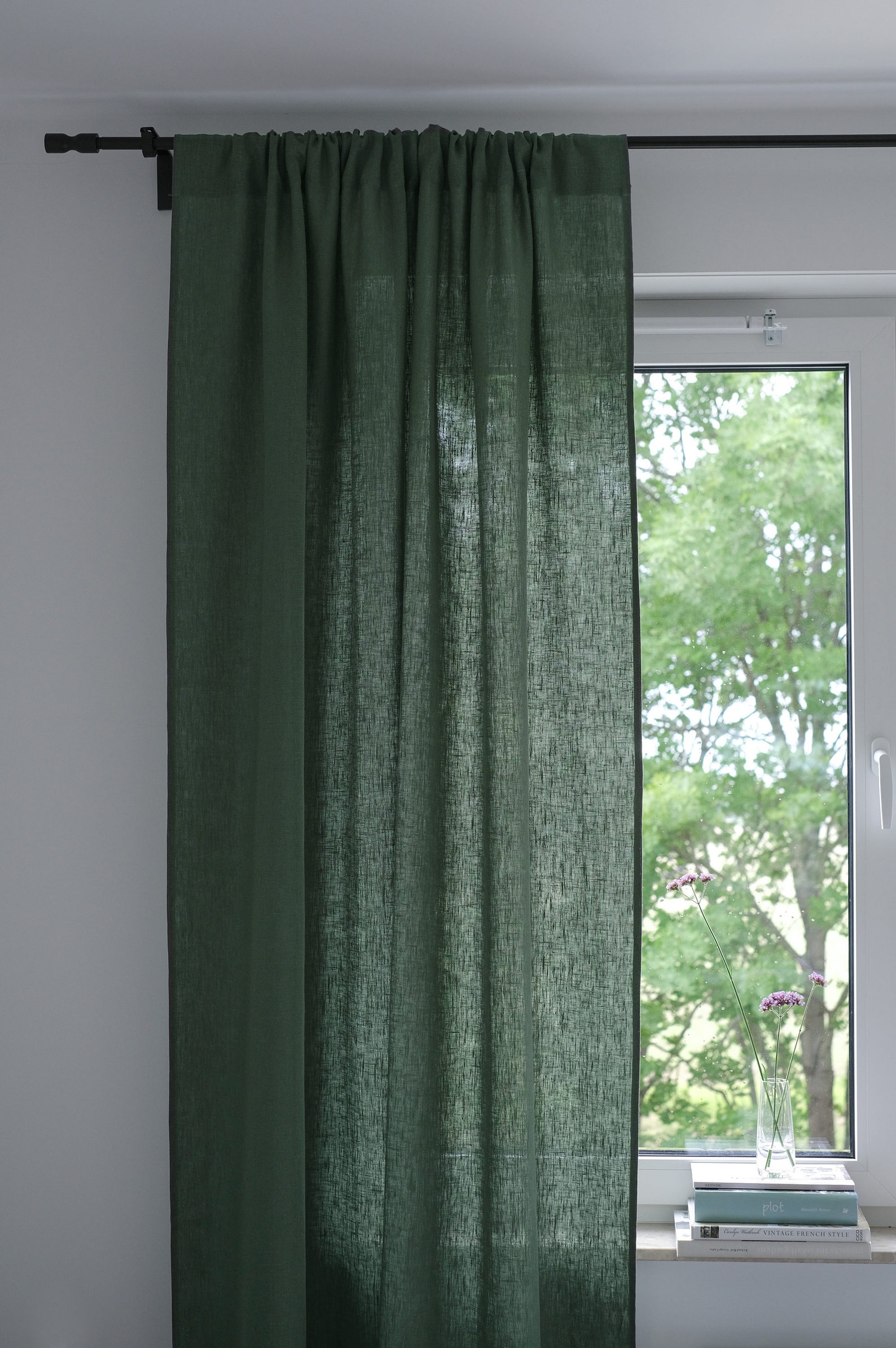 Green Linen Curtains Dark Green Curtain Custom Curtains Extra Long ...