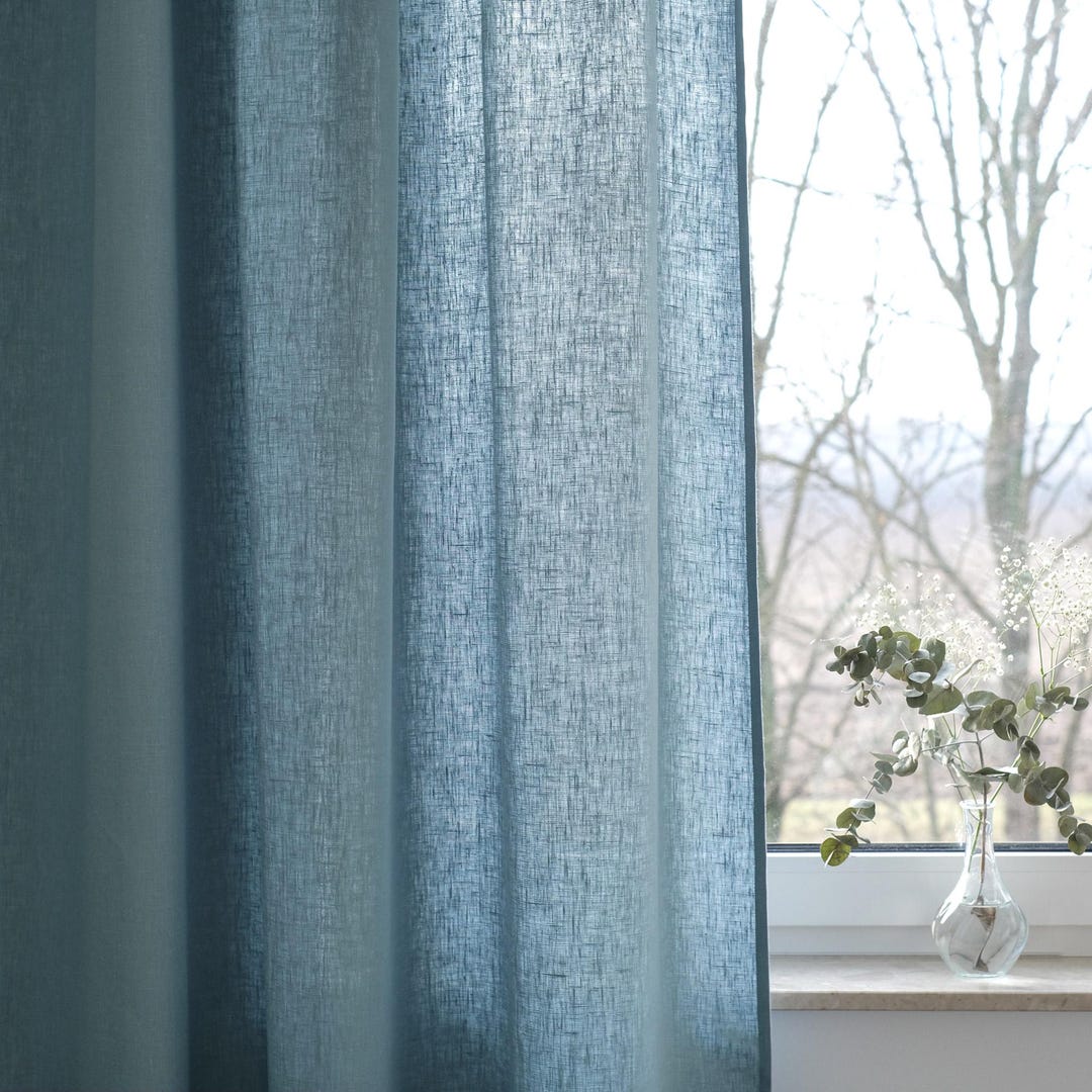 Light Blue Linen Curtains | Custom Curtains | Linen Tab Top Curtains ...