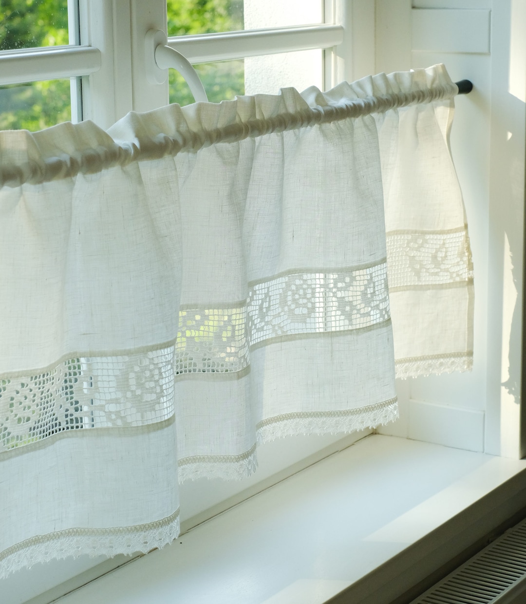 French Country Linen Curtain | Custom Made Curtain for Kitchen Bathroom ...