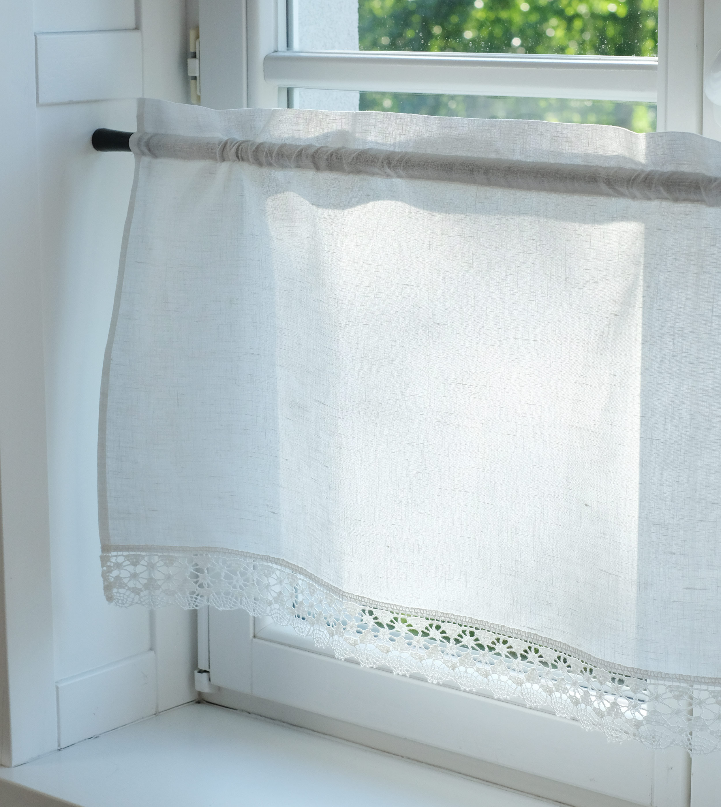 Linen Cafe Curtains Cream White Cafe Curtains Custom Made for Kitchen ...