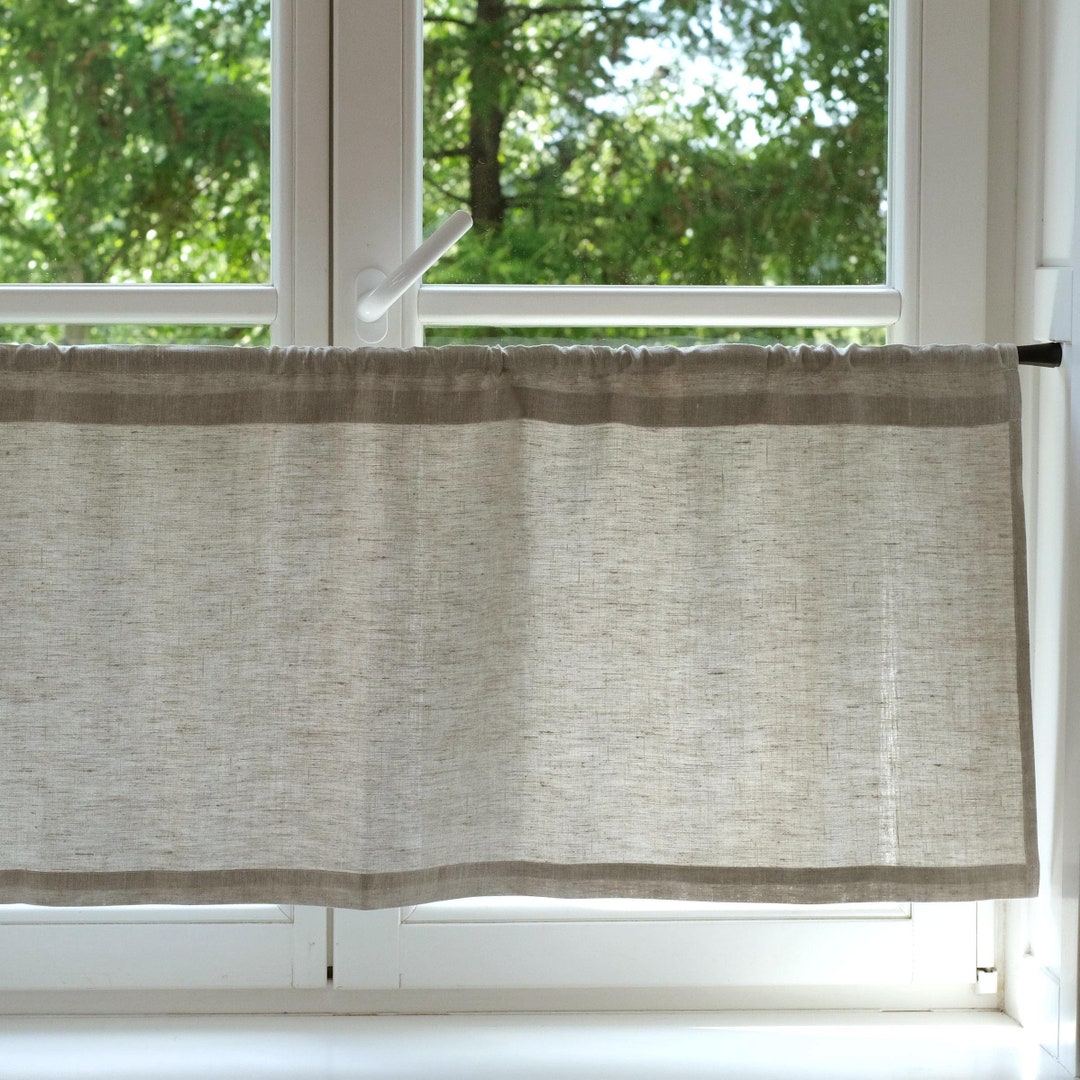 Beige Linen Cafe Curtains: Natural Kitchen Window Treatment - Etsy