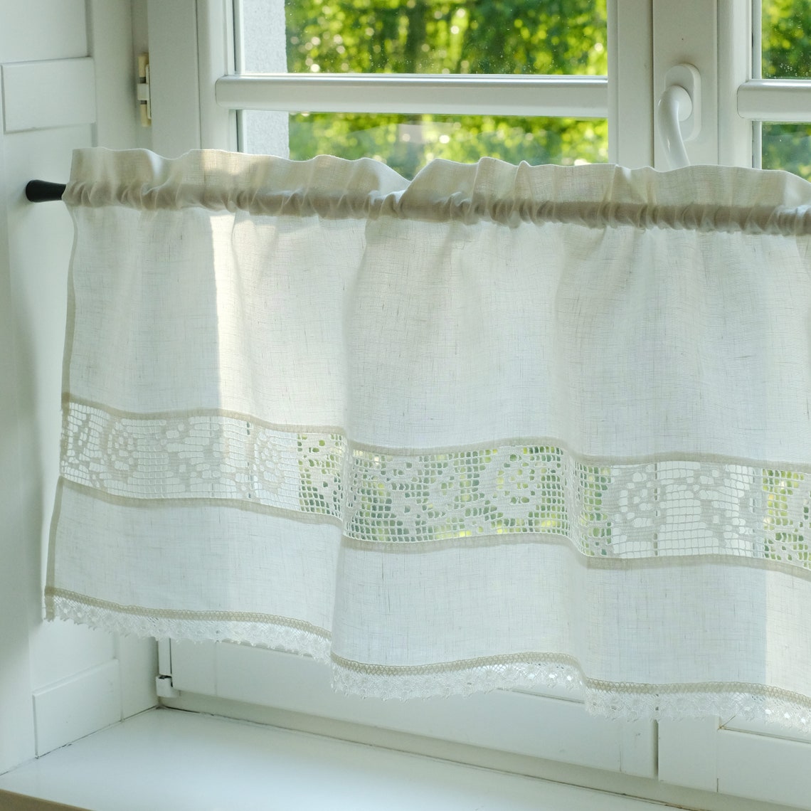 French Country Linen Curtain | Custom Made Curtain for Kitchen Bathroom ...