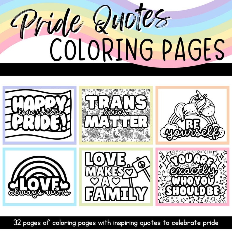 Pride Month Coloring Pages Quotes and Sayings to Celebrate Inclusivity ...