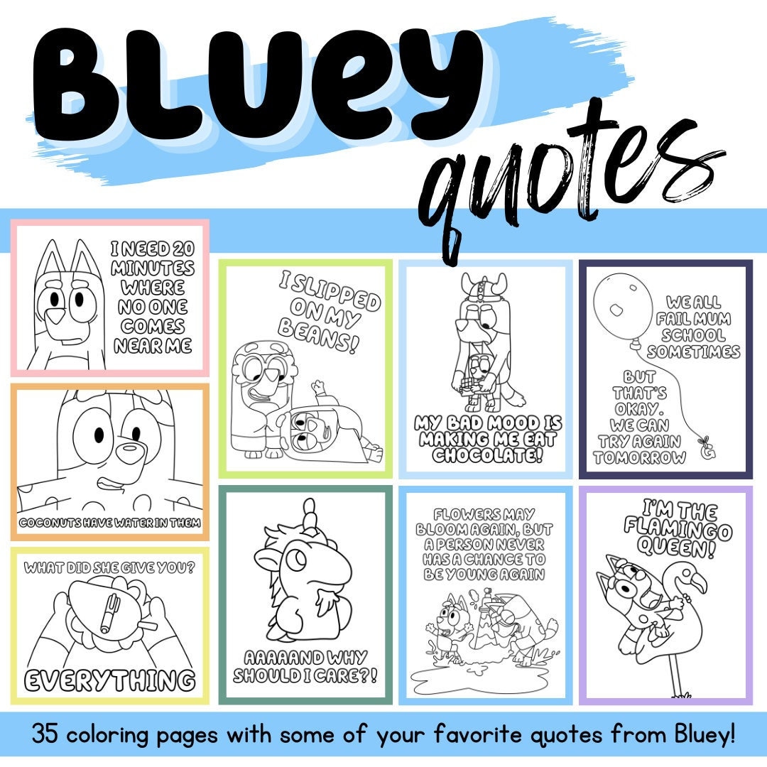 Bluey Quotes Coloring Pages - Etsy Canada
