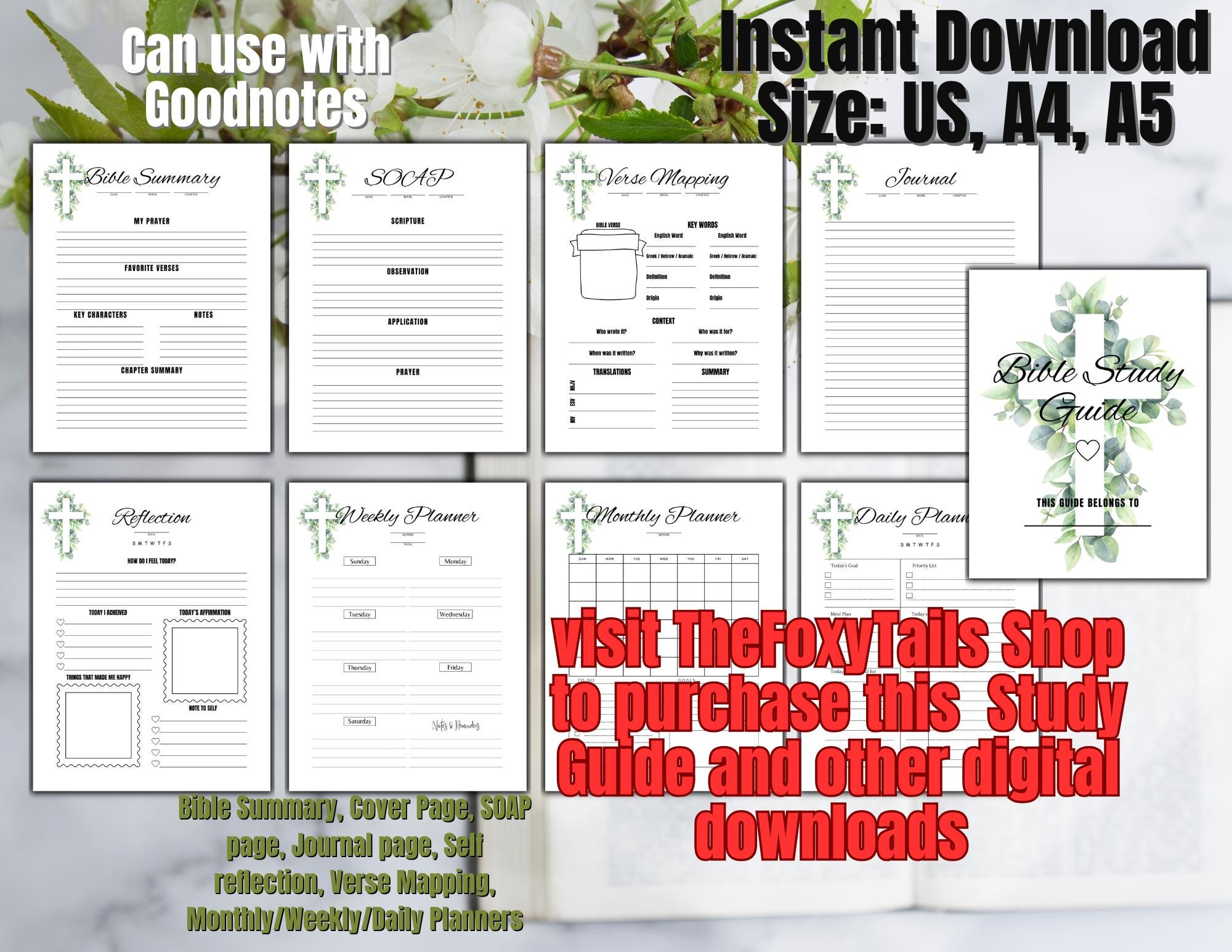 Printable Bible Study Bundle, Verse Mapping Printable Bible Study Guide, Faith Study Guide ...