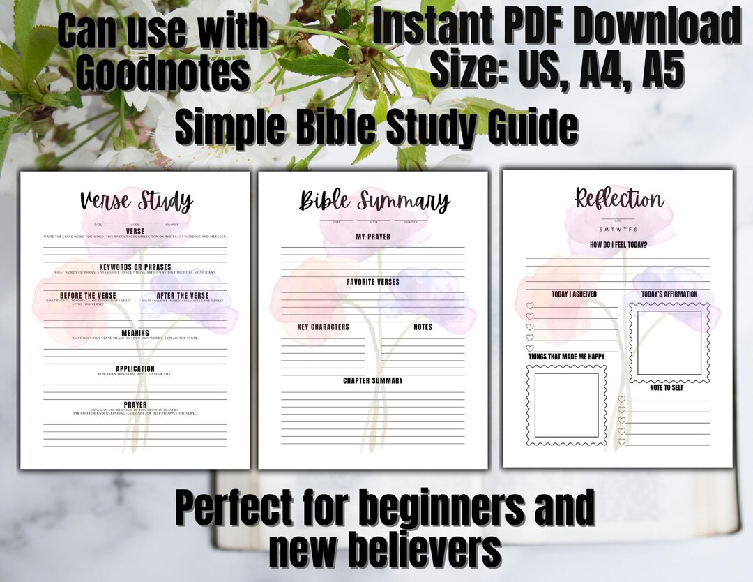 Printable Bible Study Bundle, Simple Bible Study Guide, Faith Study ...