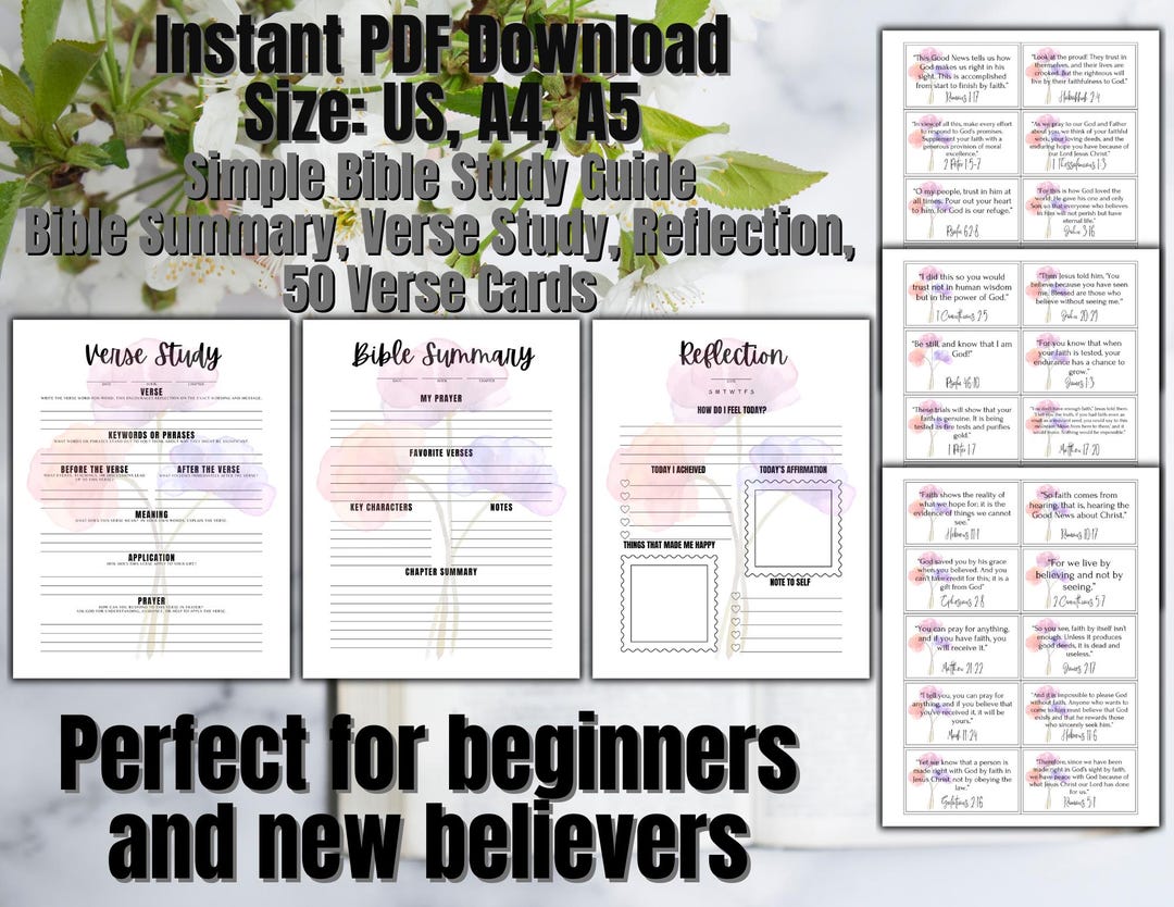 Bible Study Bundle, Simple Bible Study Guide, Reflection, Christian ...