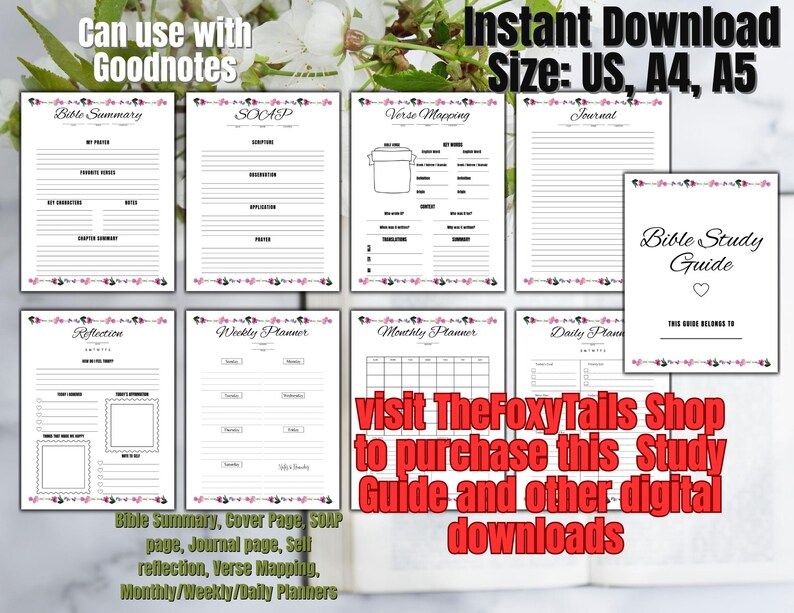 Printable Bible Study Bundle, Verse Mapping Printable Bible Study Guide ...