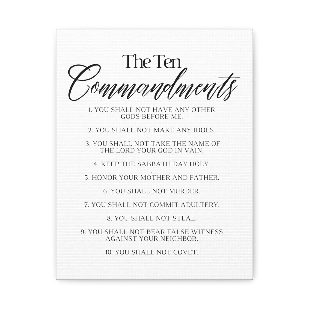 The Ten Commandments, Positive Affirmation Artwork, Uplifting Wall ...