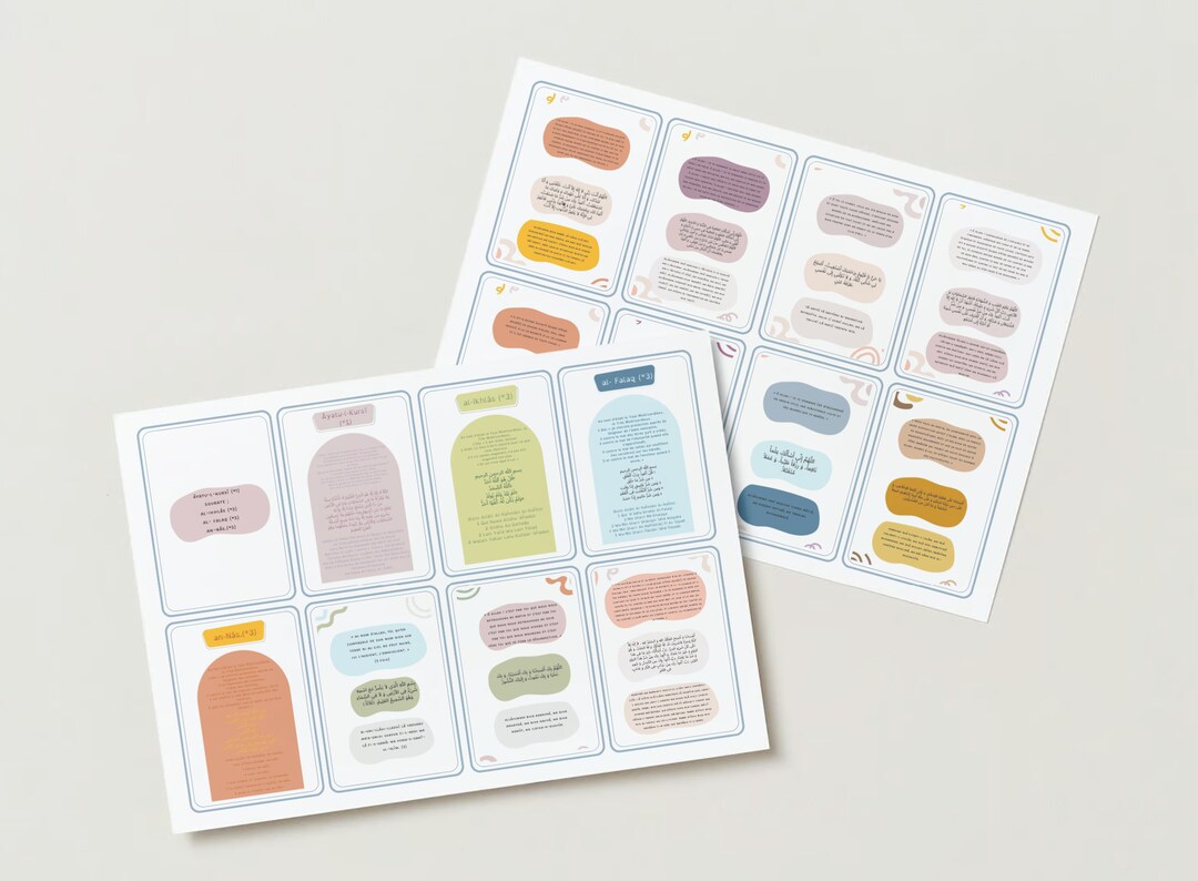 Adhkar Al Sabah Morning Supplication Flash Cards Set for Kids, 20 Flash ...