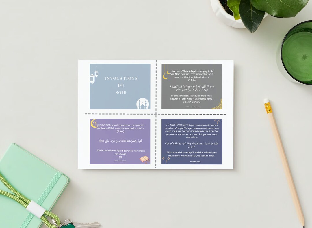 Set of 20 Adkar Al-massa Islamic Flash Cards Evening Invocations - Etsy