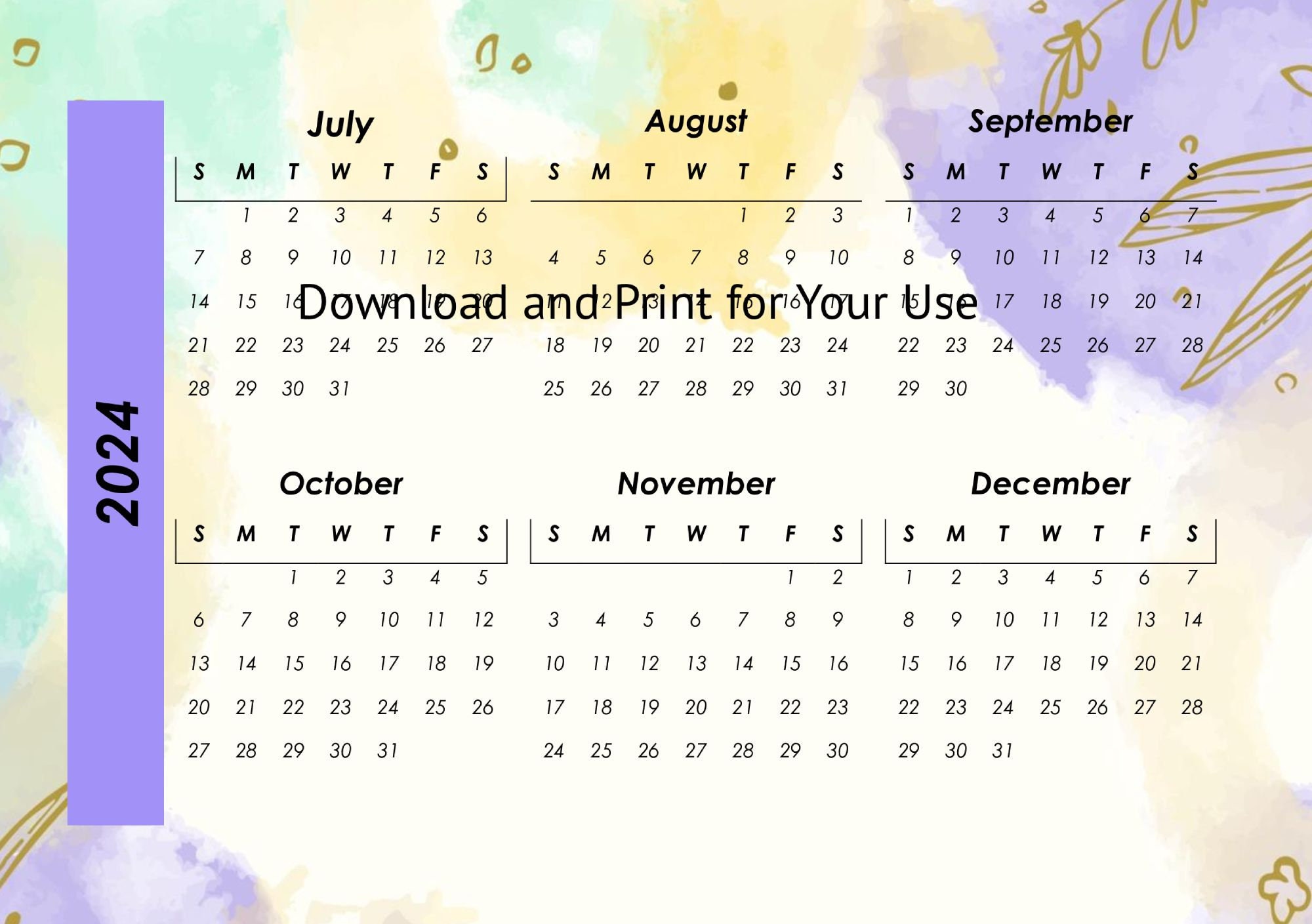2 Page Mini Calendar 2024 Printable A5 Landscape Printable - Etsy