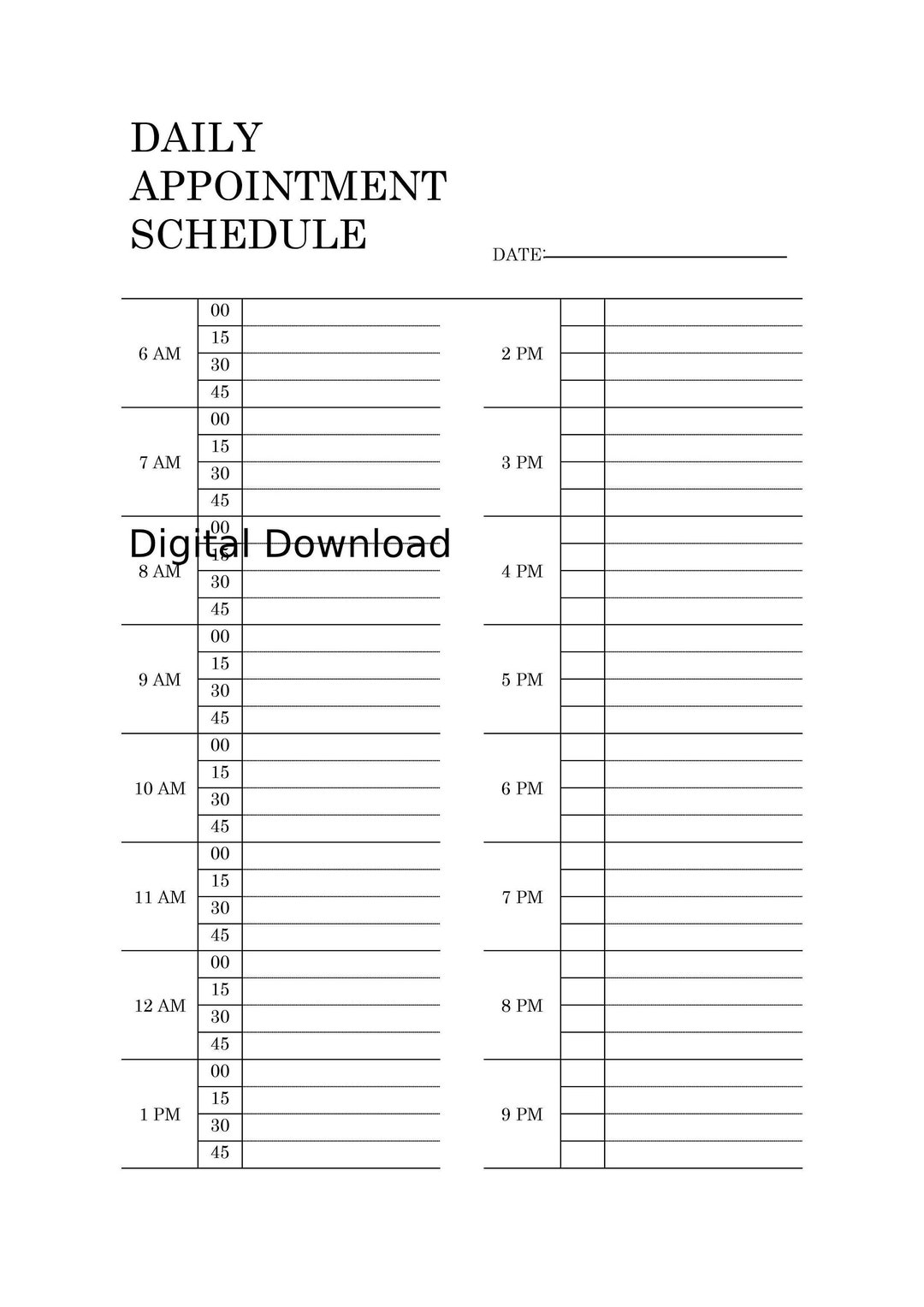Organize Your Day With This Convenient Daily Appointment Schedule ...