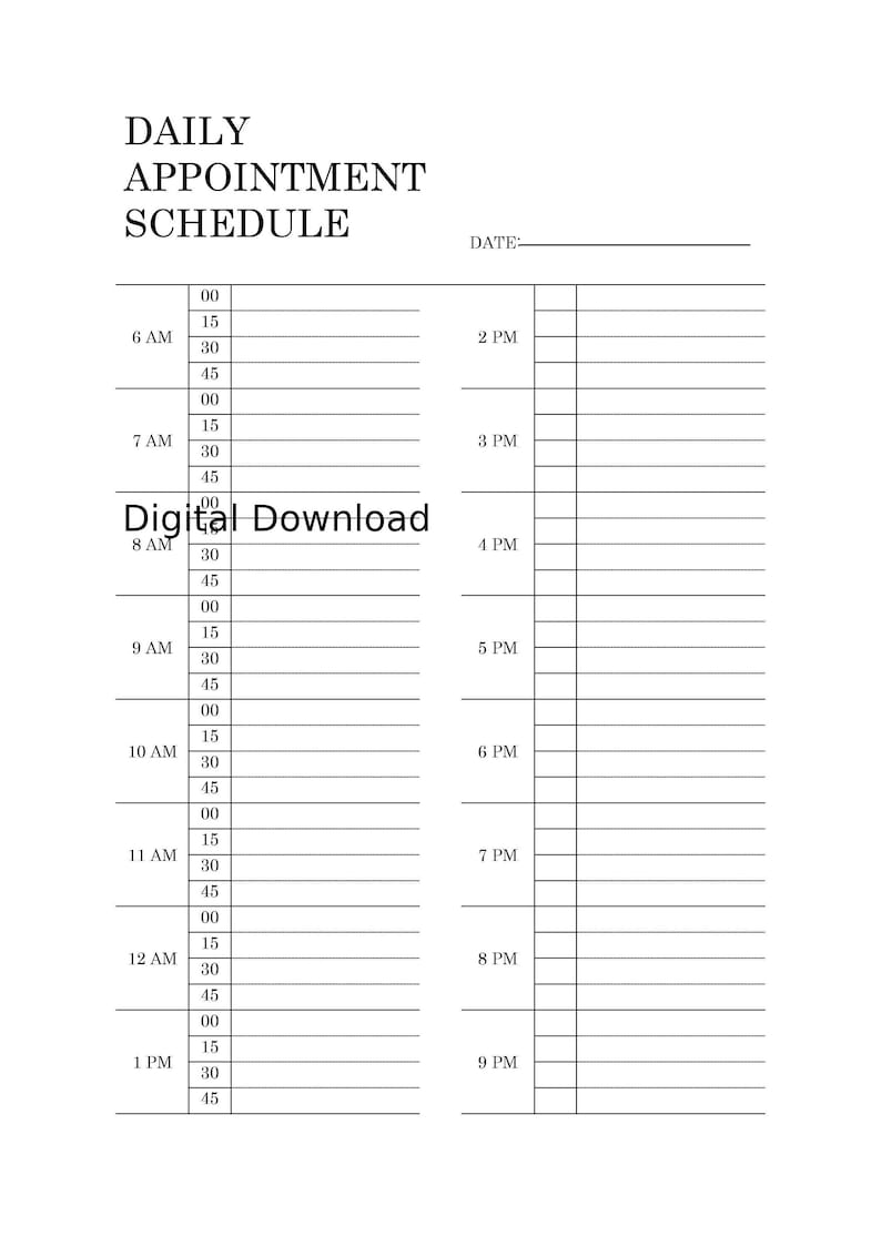 Organize Your Day With This Convenient Daily Appointment Schedule ...