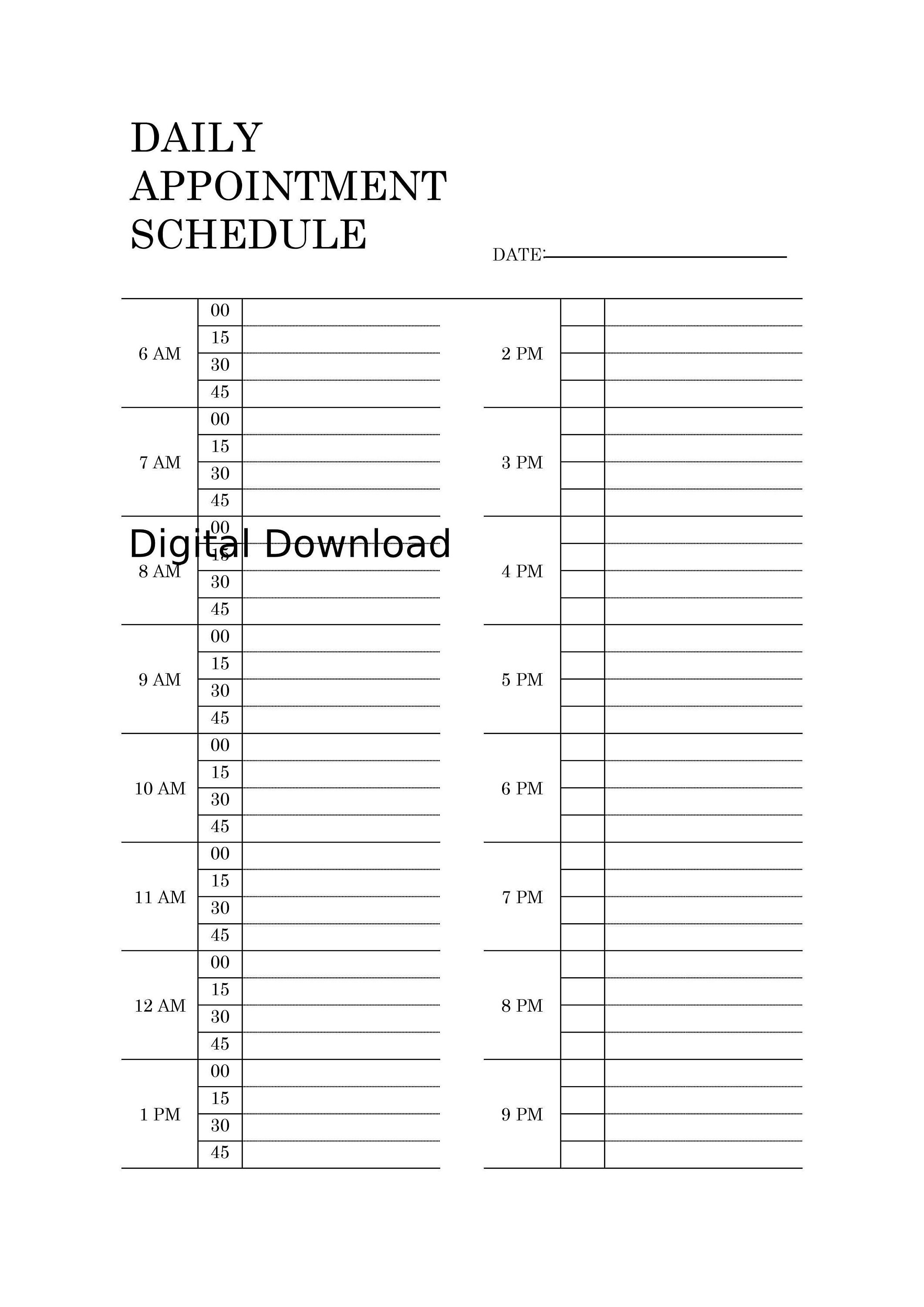 Organize Your Day With This Convenient Daily Appointment Schedule ...