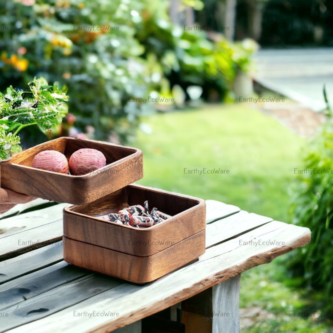 Walnut Wooden Stackable Tray Natural Wooden Serving Board - Etsy