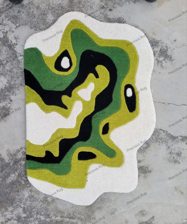 Irregular Amoeba Shaped Rug green Moss / Custom Rug, Fluffy & Soft ...
