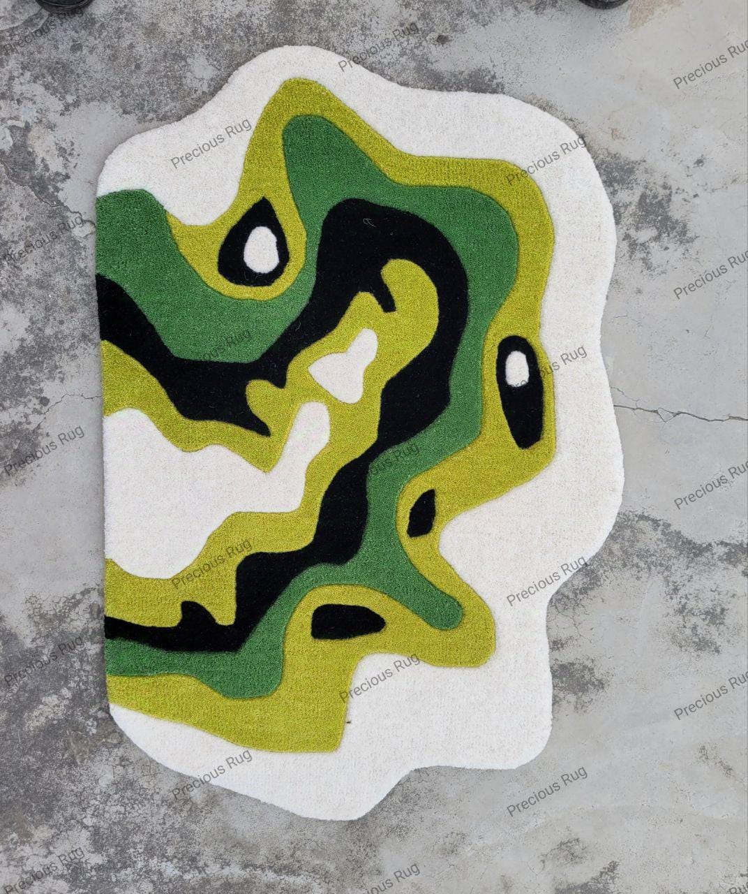 Irregular Amoeba Shaped Rug green Moss / Custom Rug, Fluffy & Soft ...