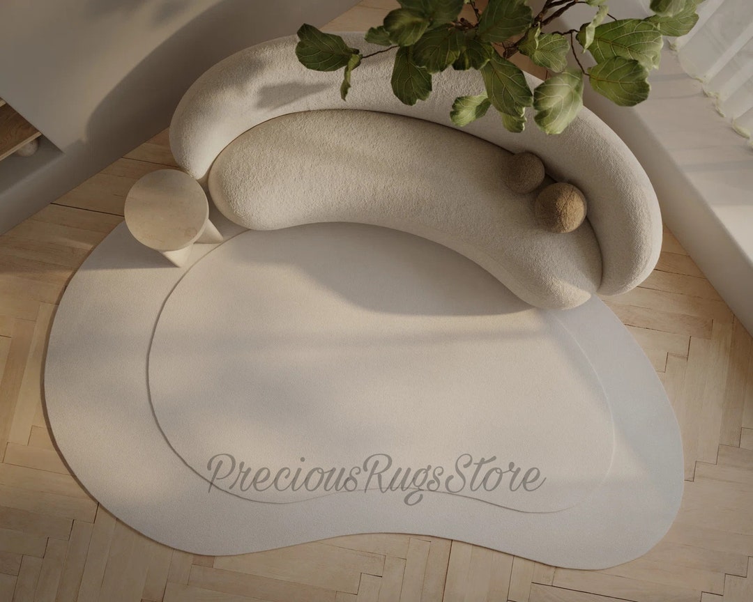 Monochromatic Modern Abstract Irregular Kidney Shape Woolen Handtufted ...