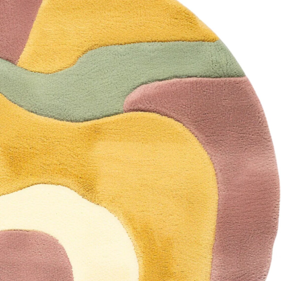 Yellow Round Shapedsunset Swirl Irregular Shaped Desigh Handtufted Wool ...