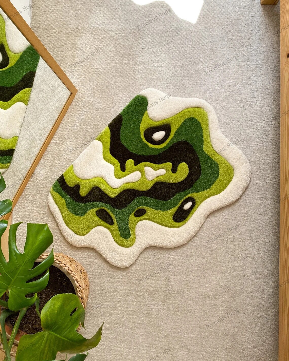 Irregular Amoeba Shaped Rug green Moss / Custom Rug, Fluffy & Soft ...